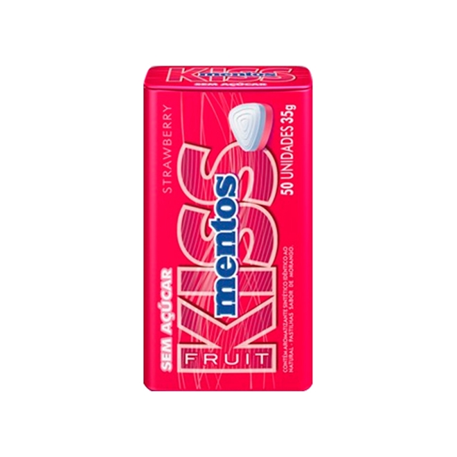 BALA MENTOS KISS MORANGO LATA 35G - BALA MENTOS KISS MORANGO LATA 35G ...