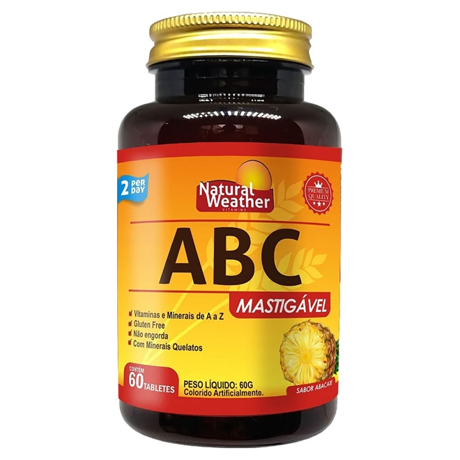 ABC PLUS MASTIGAVEL 60 TABLETS SABOR ABACAXI - ABC PLUS MASTIGAVEL 60 ...