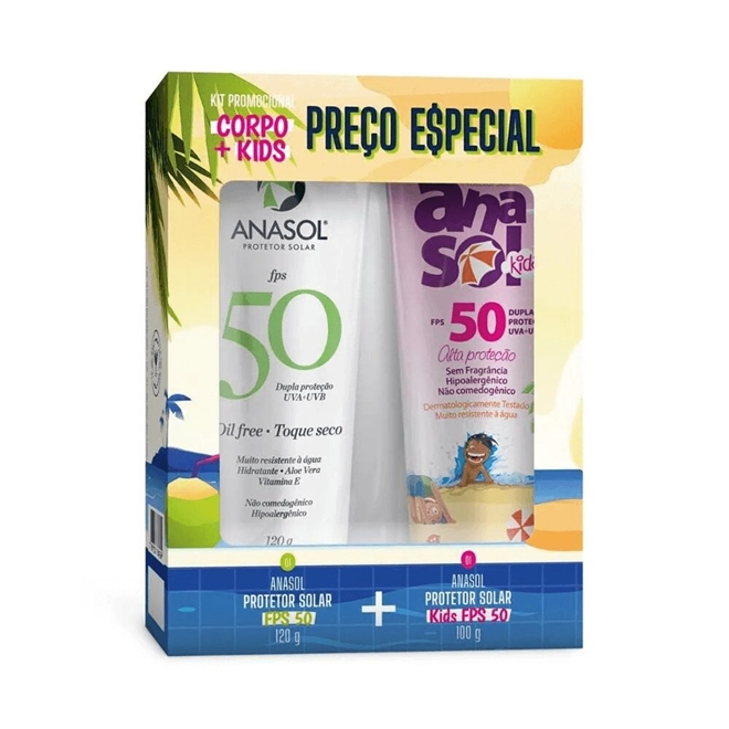Kit Protetor Solar Anasol FPS50 120g + Kids FPS50 100g: proteção solar ...